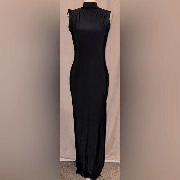PrettyLittleThing | Dresses | Plt Long Black Formal Open Back Dress ...